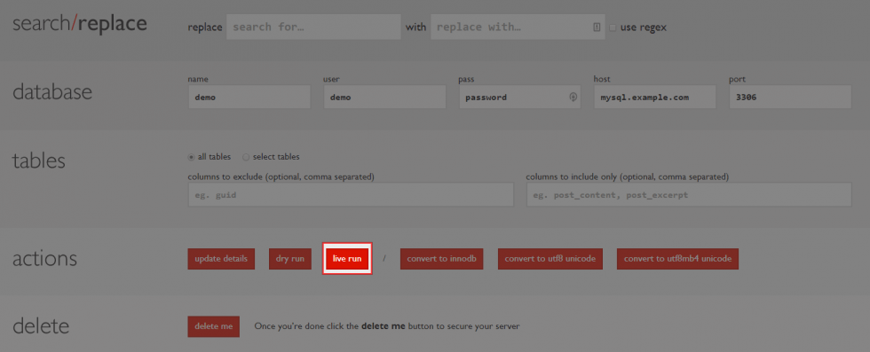 WordPressのデータベース内のドメインを置換できる便利ツール「Database Search and Replace Script in PHP」の使い方 | TechMemo