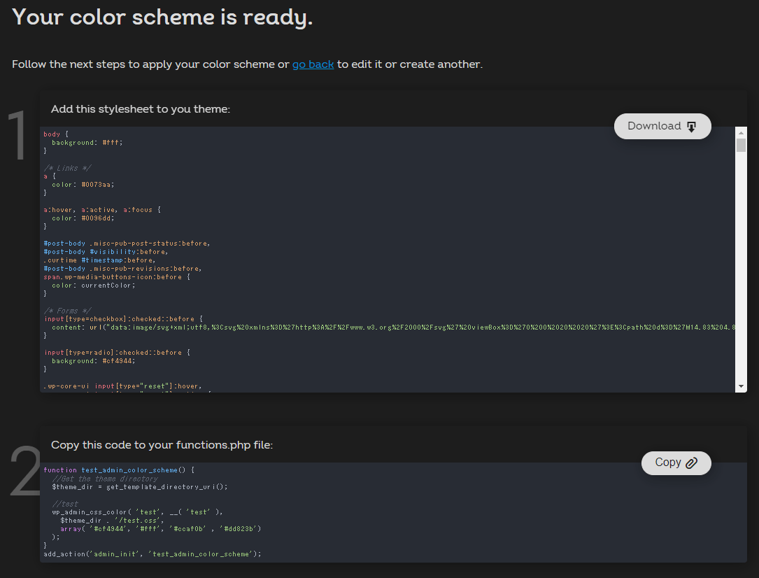 WordPress管理画面のカラースキームを生成できるWebサービス「WordPress Admin Colors Generator」 | TechMemo