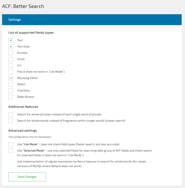 Advanced Custom Fieldsで追加したフィールドを検索対象に含めることができるWordPressプラグイン「ACF: Better Search」 | TechMemo